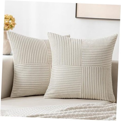 Corduroy Pillow Covers Pack of 2 Boho Decorative 18x18 Inch (Pack of 2 ...