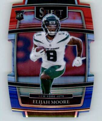 2021 Panini Select Red and Blue Prizm Die-Cut #56 Elijah Moore RC NY ...