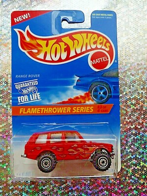 🔥 HOT WHEELS - RANGE ROVER - 1996 FLAMETHOWER SERIES #3/4 Silver Constr ...