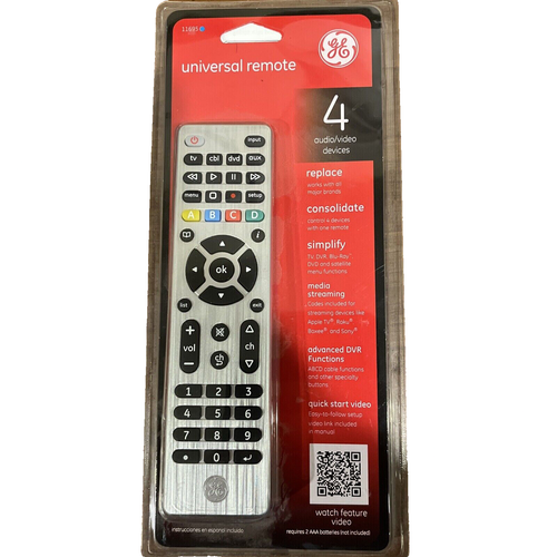 GE Universal Remote Control GE 11695 4 Audio Video Devices | eBay