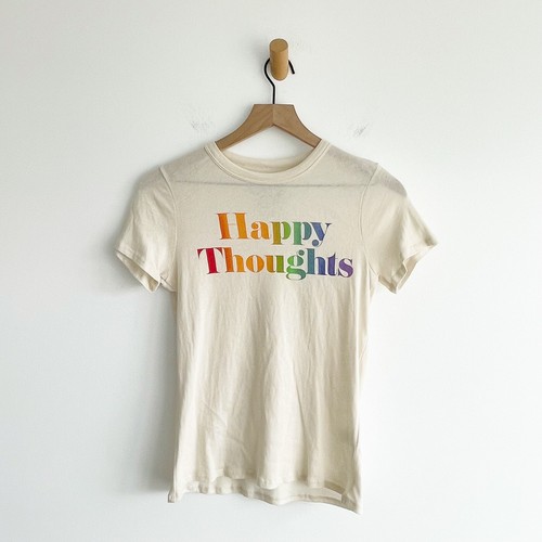 Chaser Happy Thoughts Cream Women's Graphic T Shirt Small | eBay