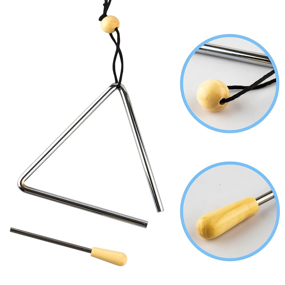Triangle Musical Instrument with Striker, Rhythm Steel Triangles Hand ...