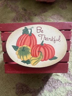 be Thankful Red Wooden Basket Holiday decoration | eBay