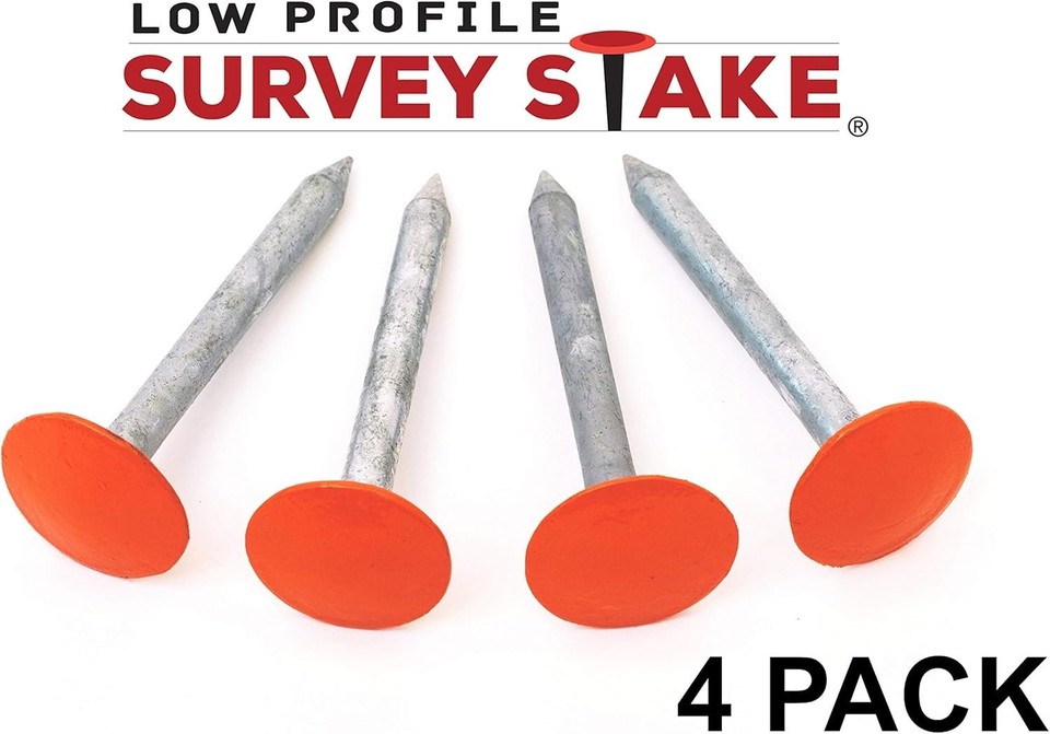 4 Pack Hi-Vis Orange Survey Markers - Durable Steel - Indestructible ...