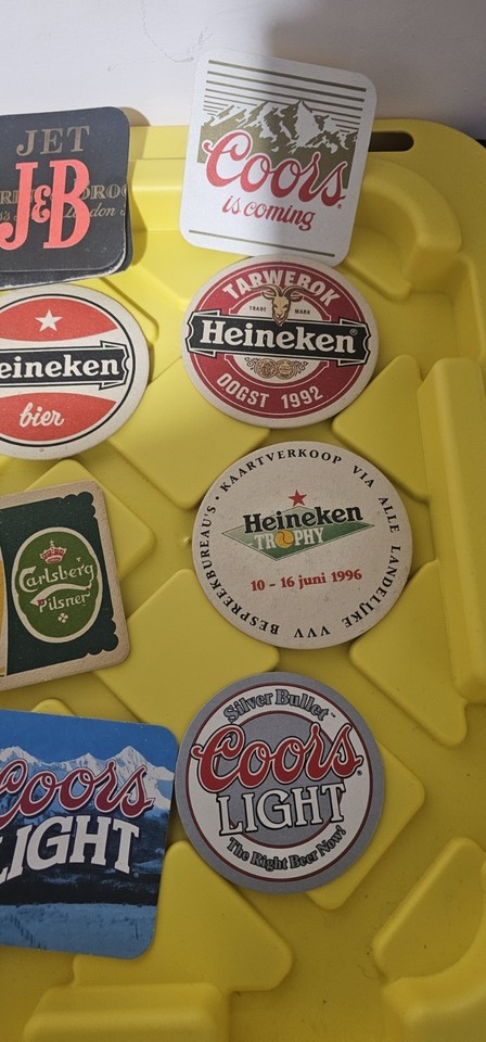 Vintage Heineken Carlsberg Coors Beer Coasters Lot Of 29x Bar Mats - 80 ...
