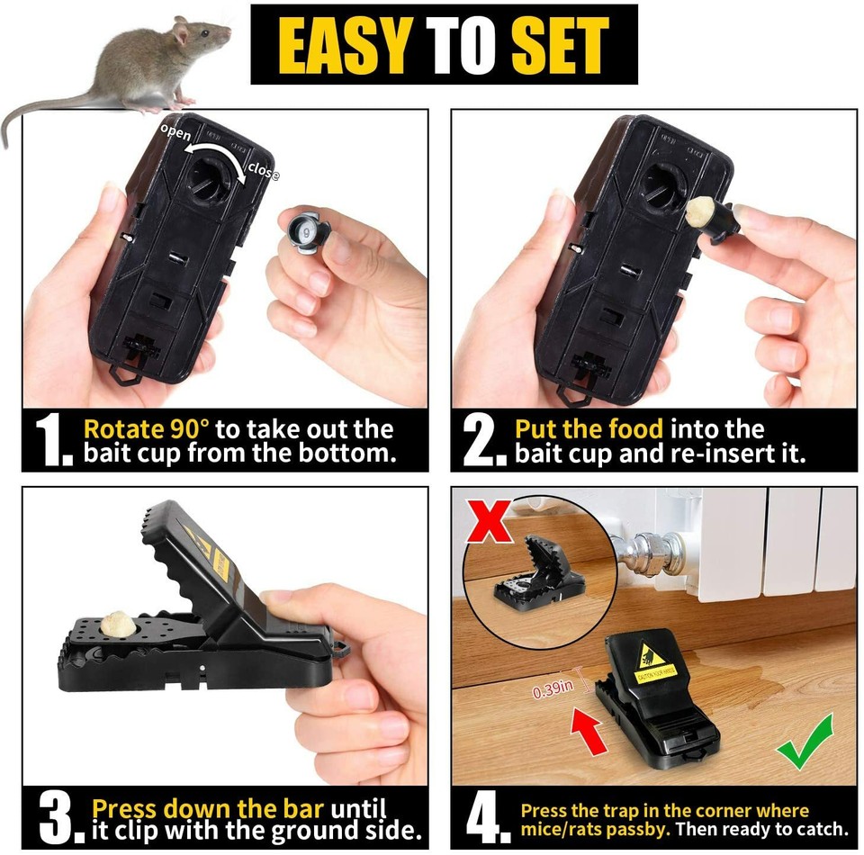 6 Pack Mouse Traps Rat Mice Killer Snap Trap Power Rodent Heavy Duty ...