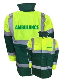 SUPERIOR AMBULANCE GREEN YELLOW HI VIS VIZ MEDICAL PARKA JACKET COAT ...
