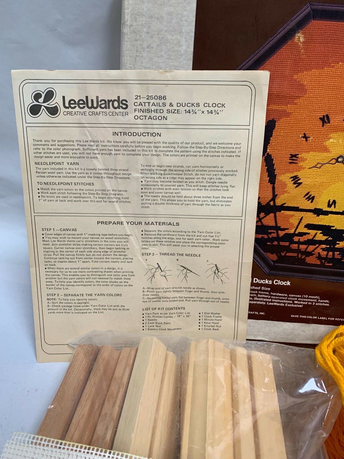 UNUSED Vintage Lee Wards Cattails & Ducks Nature Needlepoint Clock Kit ...