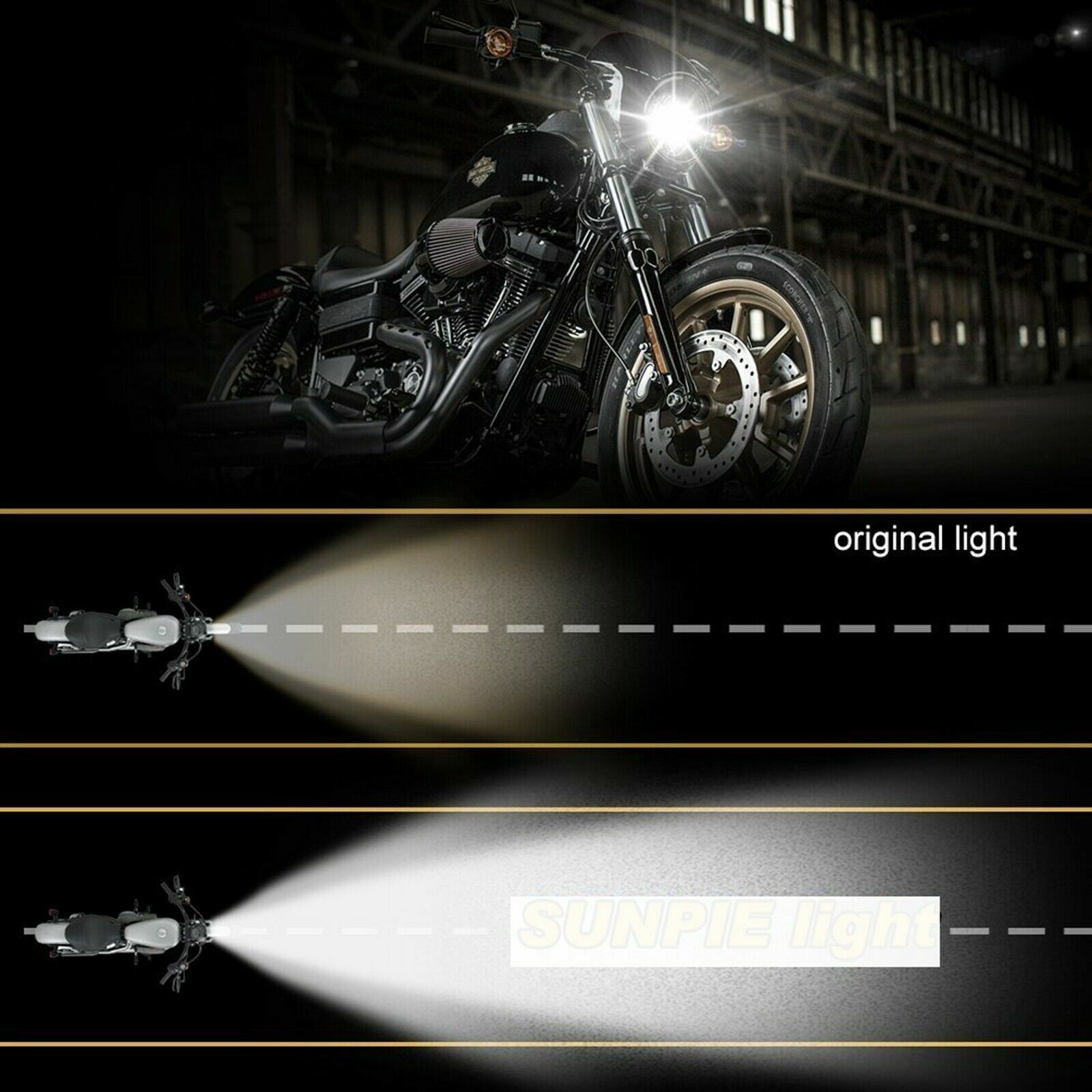 5.75" gloss black LED daymaker headlight Harley SOFTAIL FLST Fat Boy ...