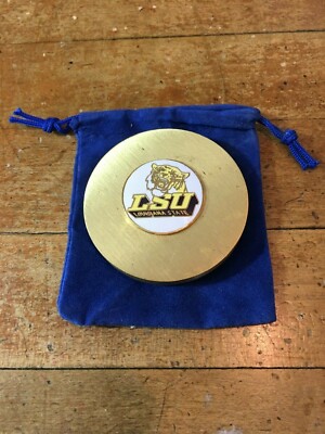 RARE SOLID Brass Paperweight LSU TIGERS CLOISONNE ENAMEL DISC 1990's | eBay