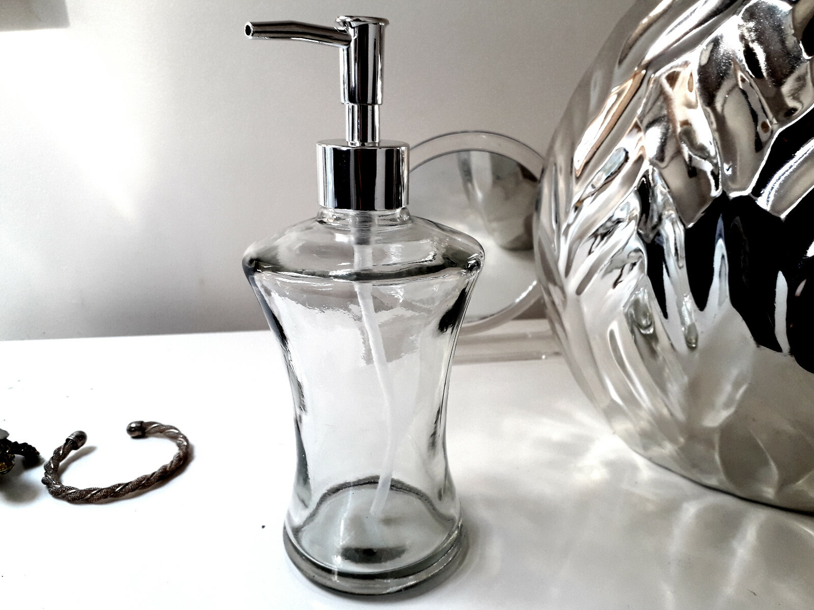 Empty Glass Pump Bottle Liquid Dispenser Refillable 300ml | eBay UK