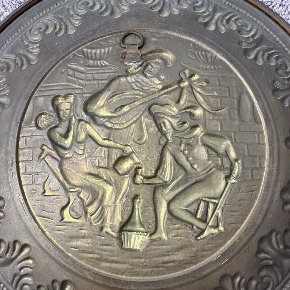 VINTAGE EMBOSSED BRASS 12” WALL PLATE -ENGLAND | eBay
