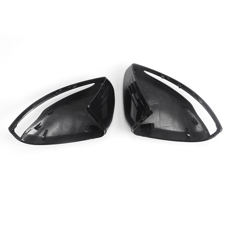1Pair Rearview Mirror Cover Trim Glossy Black For Mercedes-Benz C Class ...