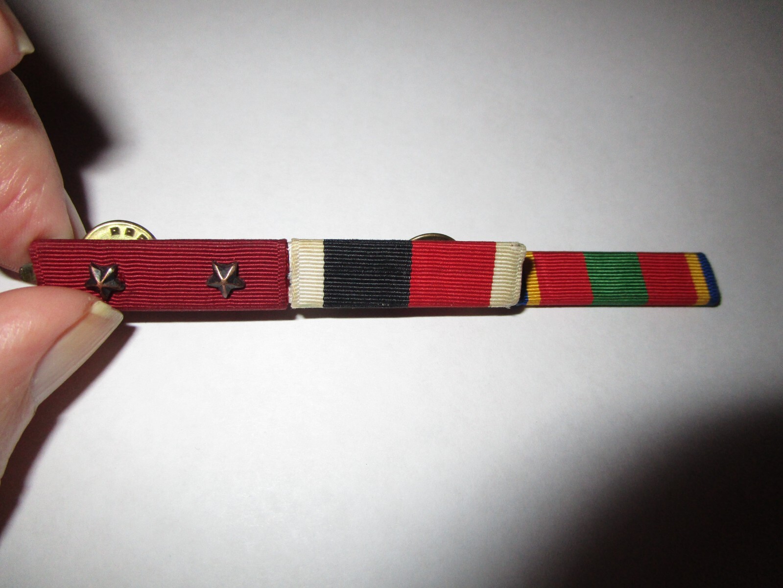 WW2, US Navy Ribbons, Qty 3 Ribbons 2 on CB Mount, 1 not and is Navy ...