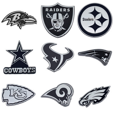 NFL All Teams Premium Chrome Plated Solid Metal Car Auto Emblems ...