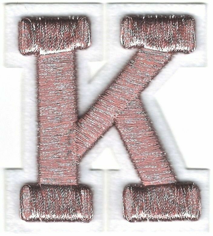 2 1/8" x 2 1/2" Metallic Silver Pink White Felt 3D Raised Letter K ...