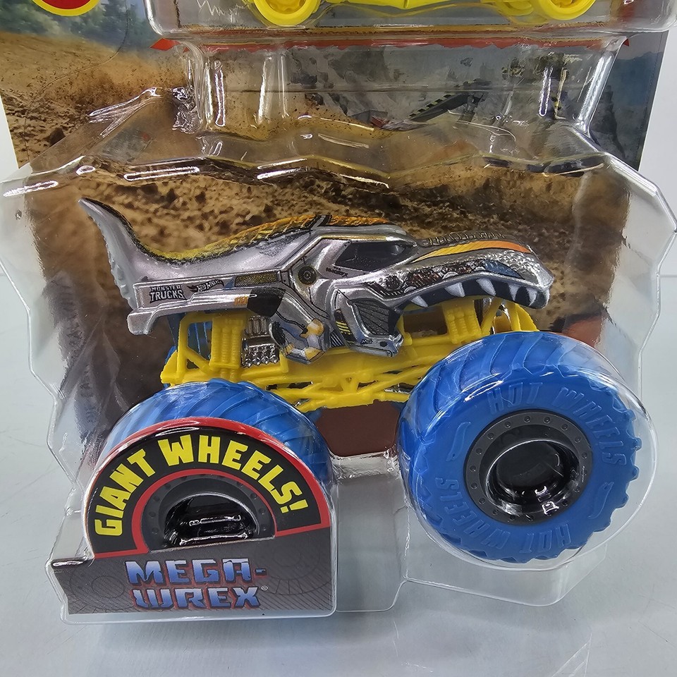 Hot Wheels Monster Trucks Duos MEGA WREX Yellow Silver 2 pack Die-Cast ...