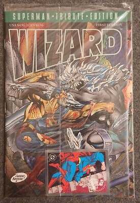 Wizard Mag Superman Tribute Edition #1 Factory SEALED w/ Trading Card ...