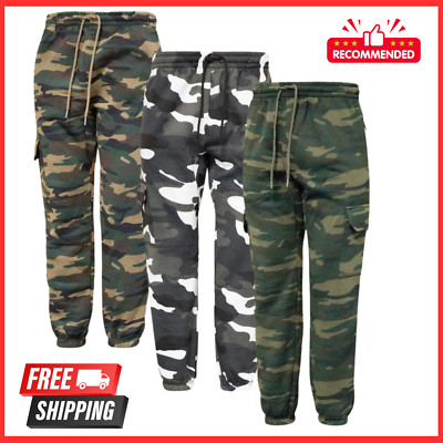 Mens Cargo Combat Camouflage Jogging Bottoms Army Tracksuit Joggers ...