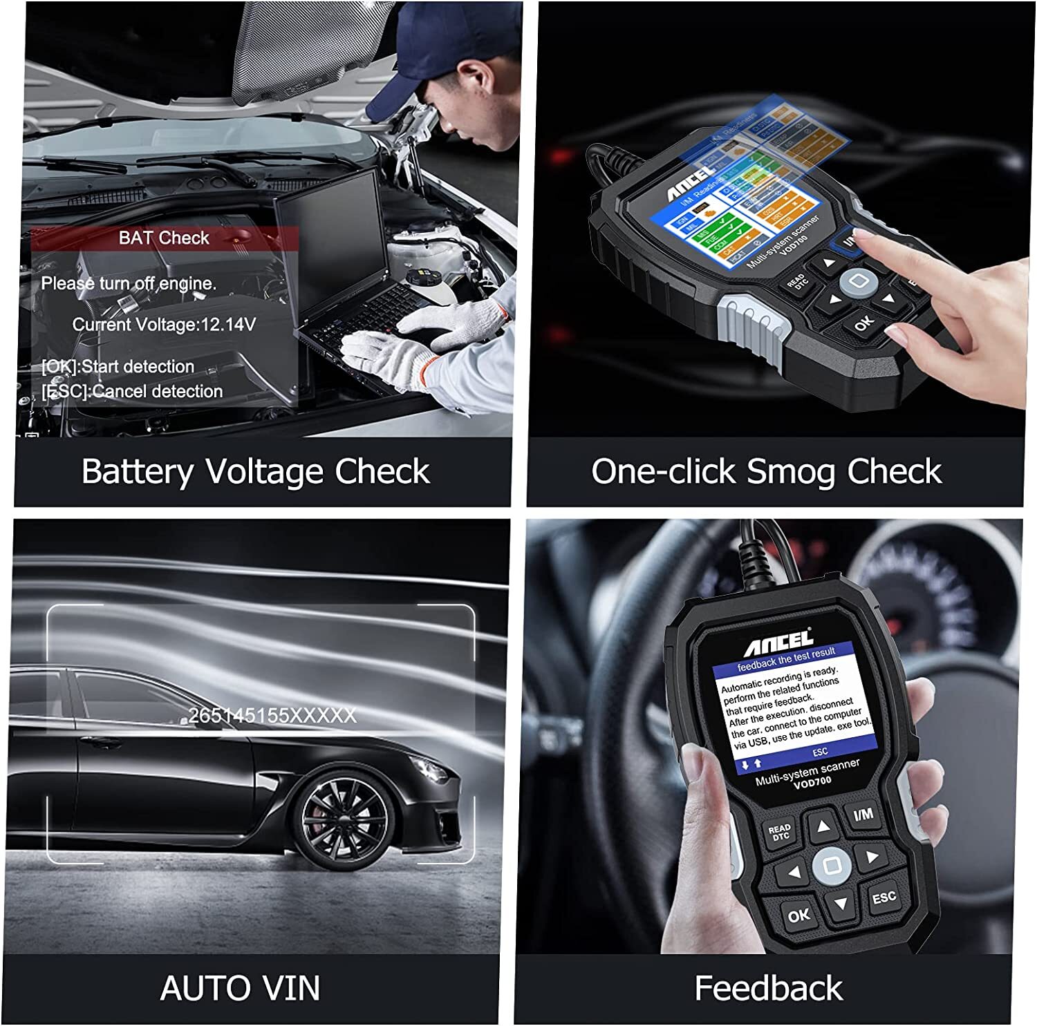 ANCEL VOD700 For Volvo OBD2 Scanner Code Reader Full System Diagnostic ...