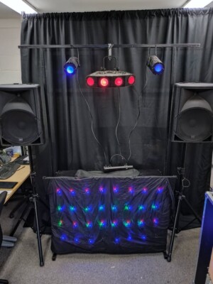 Complete DJ Disco Setup, Speakers , DJ Booth, Lighting Gantry Mobile ...