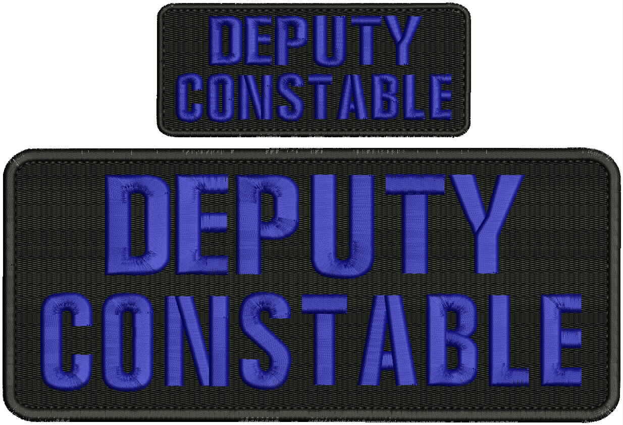 "Deputy Constable" embroidery patch 4x10 and 2x5 inches hook blue black ...