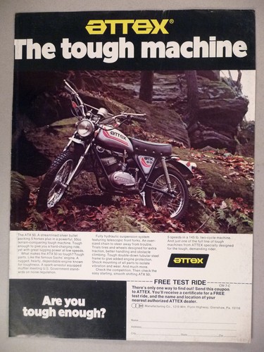 Attex ATX 50 Motorcycle PRINT AD - 1973 | eBay