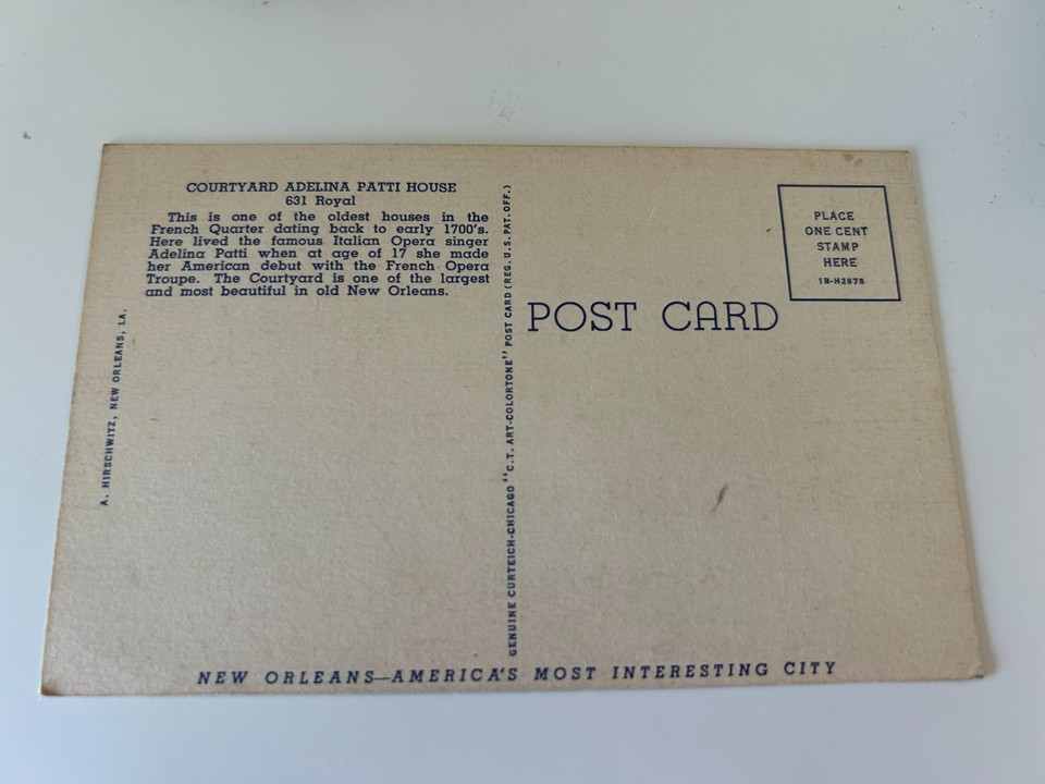 Court Yard Adelina Patti House New Orleans Louisiana LA Postcard | eBay