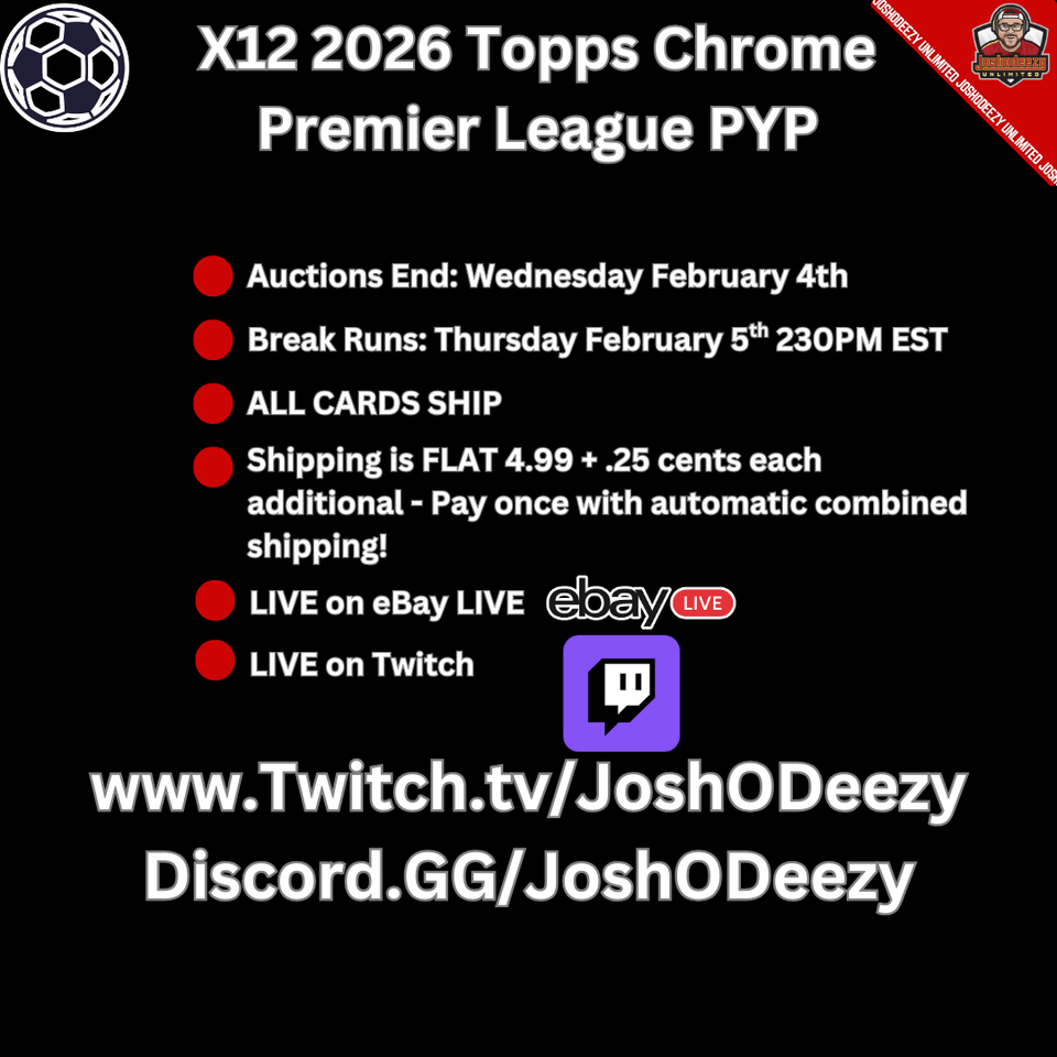 EMILE HESKEY 2026 Topps Chrome EPL Soccer Player Break 12 Box 1 Case ...