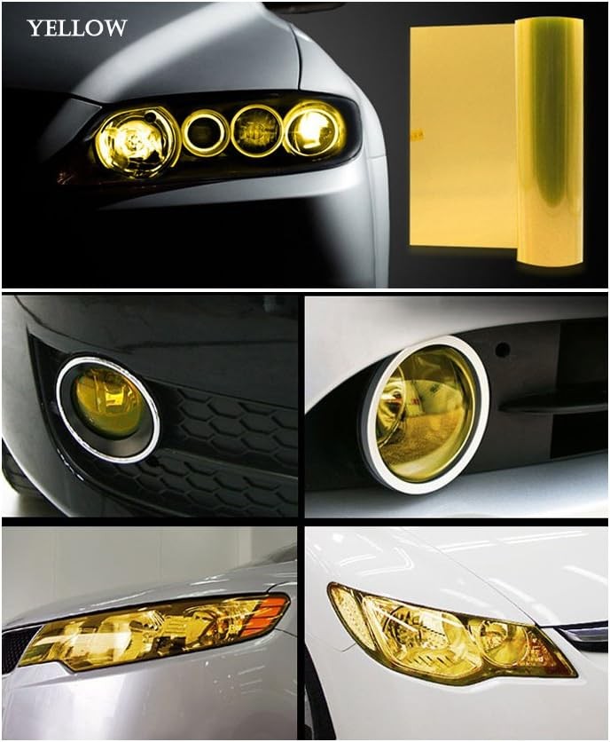 Car Light Tint Film Headlight Fog Light Taillight Yellow Tinted Vinyl ...