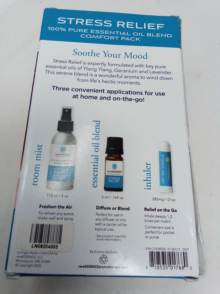 rareEssence Stress Relief Comfort Pack Room Mist, Essential Oil ...