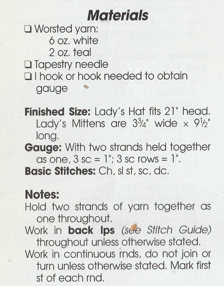 Lady's Scalloped Hat & Mittens - Worsted weight yarn - Crochet Pattern ...