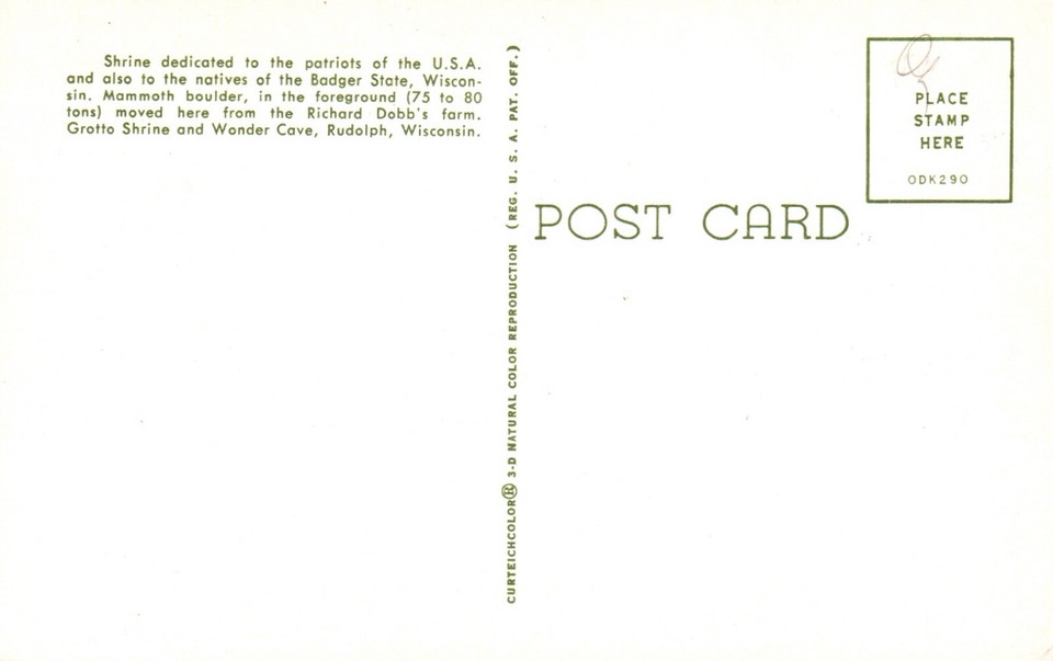 Postcard WI Rudolph Wisconsin Patriotic Shrine 1960 Chrome Vintage PC ...
