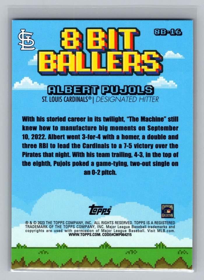 Albert Pujols 2023 Topps Big League #8B-16 8 Bit Ballers St. Louis ...