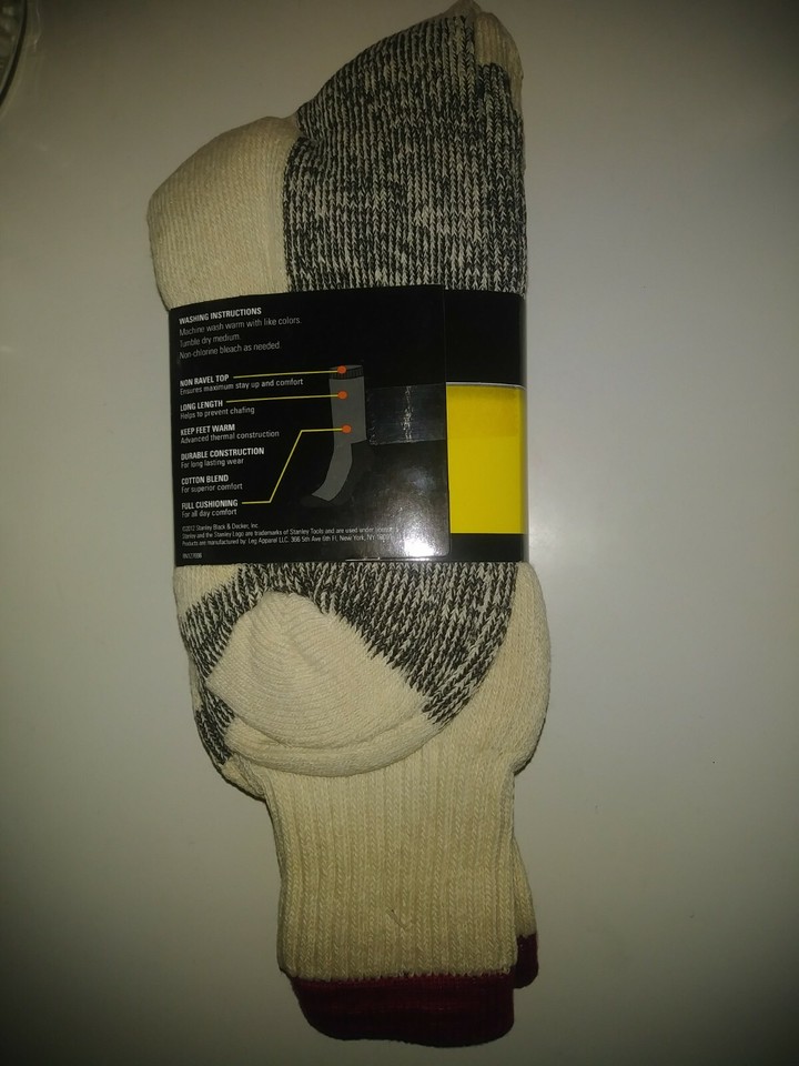 Stanley Men's Work Socks 2 Pair Sz 6-12 Cotton Blended Thermal for ...