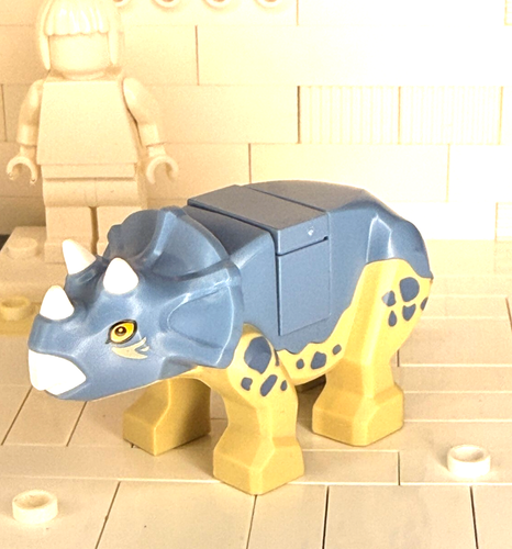 LEGO Tan Dinosaur Triceratops Baby w/ Blue Spots & Horns Jurassic ...