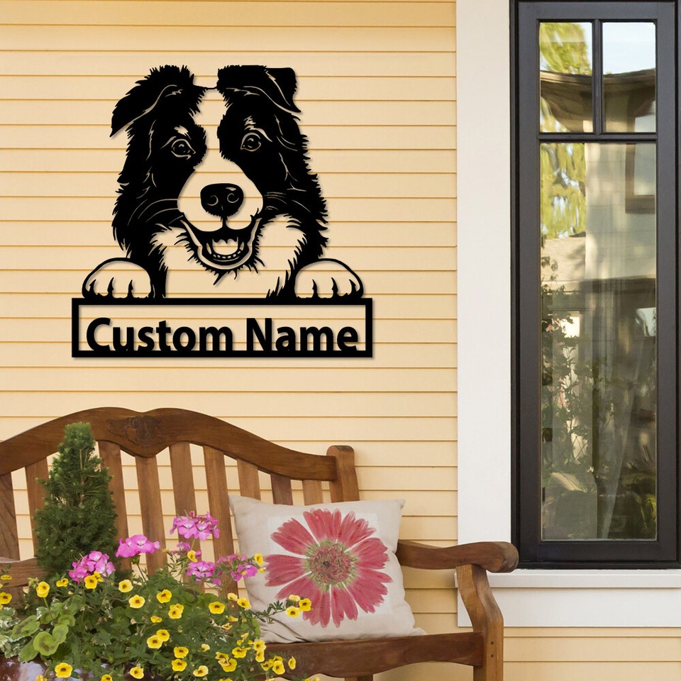 Personalized Border Collie Dog Metal Signs, Custom Dog Wall Decor, Dog ...