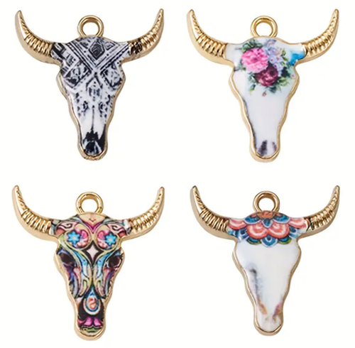 20pcs Bull Head Pendant Flower Enamel Pendants DIY Jewelry Making 2pcs ...