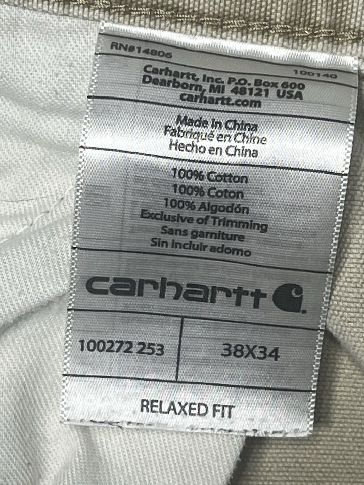 Carhartt Mens Relaxed Fit Cargo Pants Tag 38X34 Distressed Thrashed Sun ...