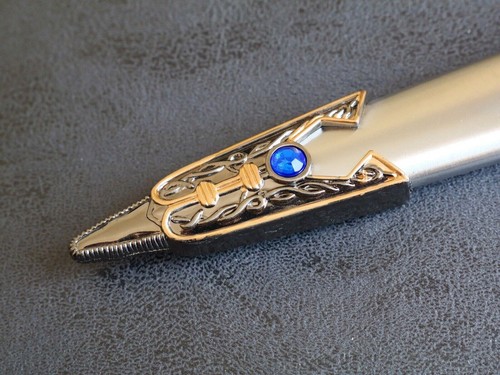 13” Bronze Dagger Metal Sheath Sapphire Gold Etch Blade Tribal ...