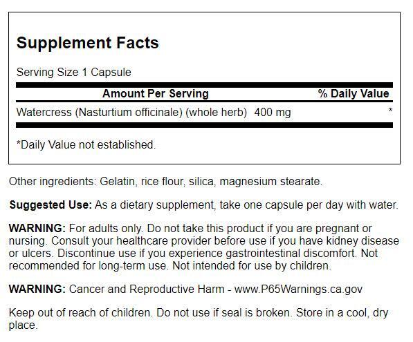 Swanson Full Spectrum Watercress 400 mg 60 Capsules 87614115801 | eBay