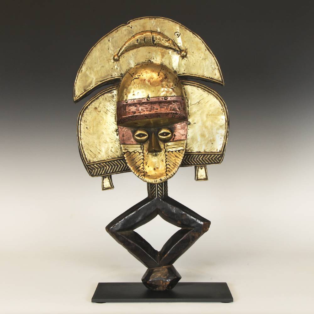 AFRICAN OSSEYBA OR RELIQUARY FIGURE BRASS KOTA / MAHONGWE GABON CENTRAL ...