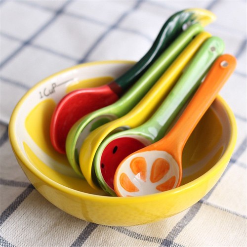 Children Dessert Spoons Ceramic Spoon Fruit Shape Teaspoons Cartoon | eBay