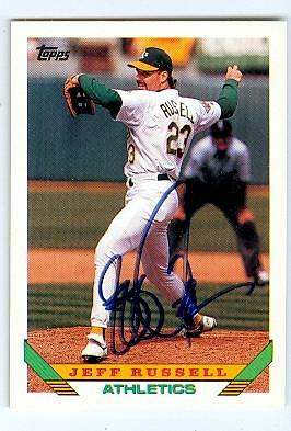 Jeff Russell autographed baseball card (Oakland Athletics) 1993 Topps ...