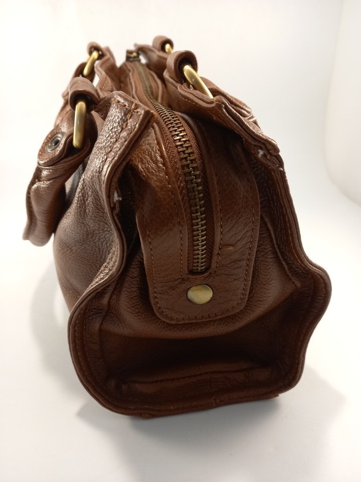 cariloha handbag brown small grab bag 10in x 8in bamboo lining palm ...