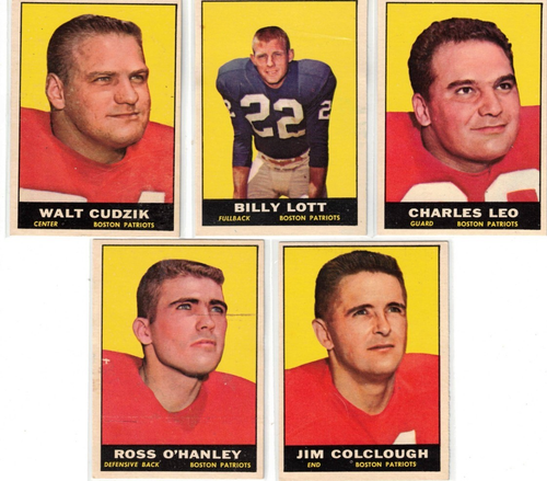 1961 Topps Football 5 Card Lot PATRIOTS LEO, CUDZIK, LOTT, COLCLOUGH, O ...