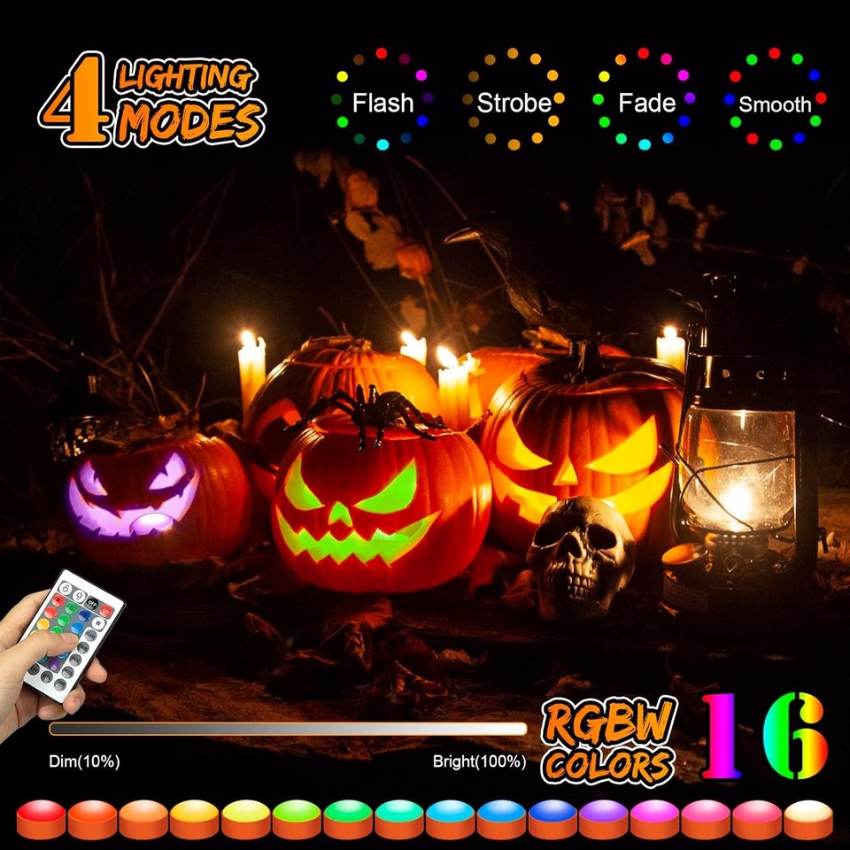 Halloween LED Flameless Pumpkin 3 Pack RGB Light, 3 (RGB Light) | eBay