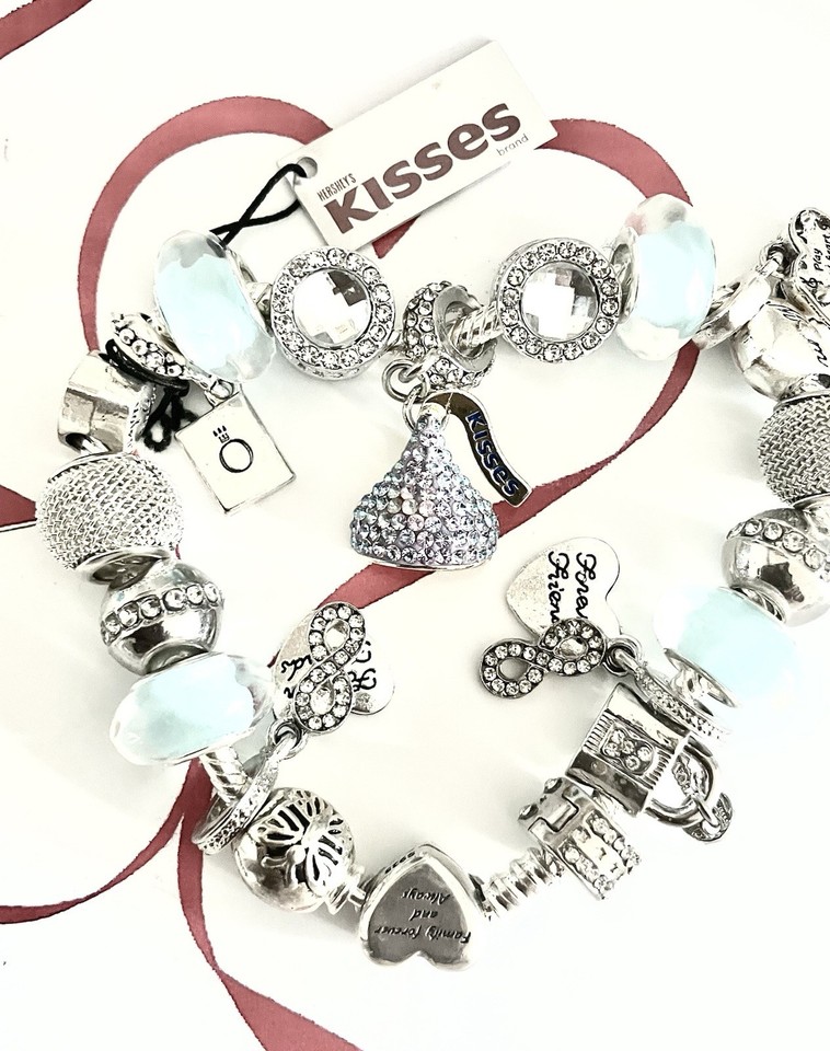 Pandora Sparkling Infinity Silver Bracelet with European Charms Hershey ...