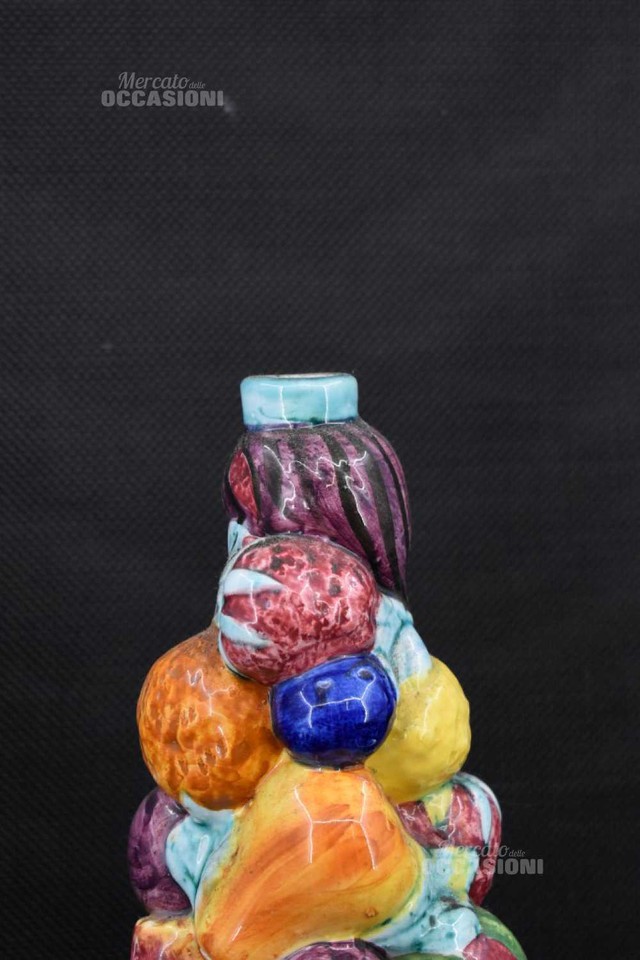Ceramic Candle Holder or Lamp Base with Hand-Painted Fruit Fantasy 28 ...