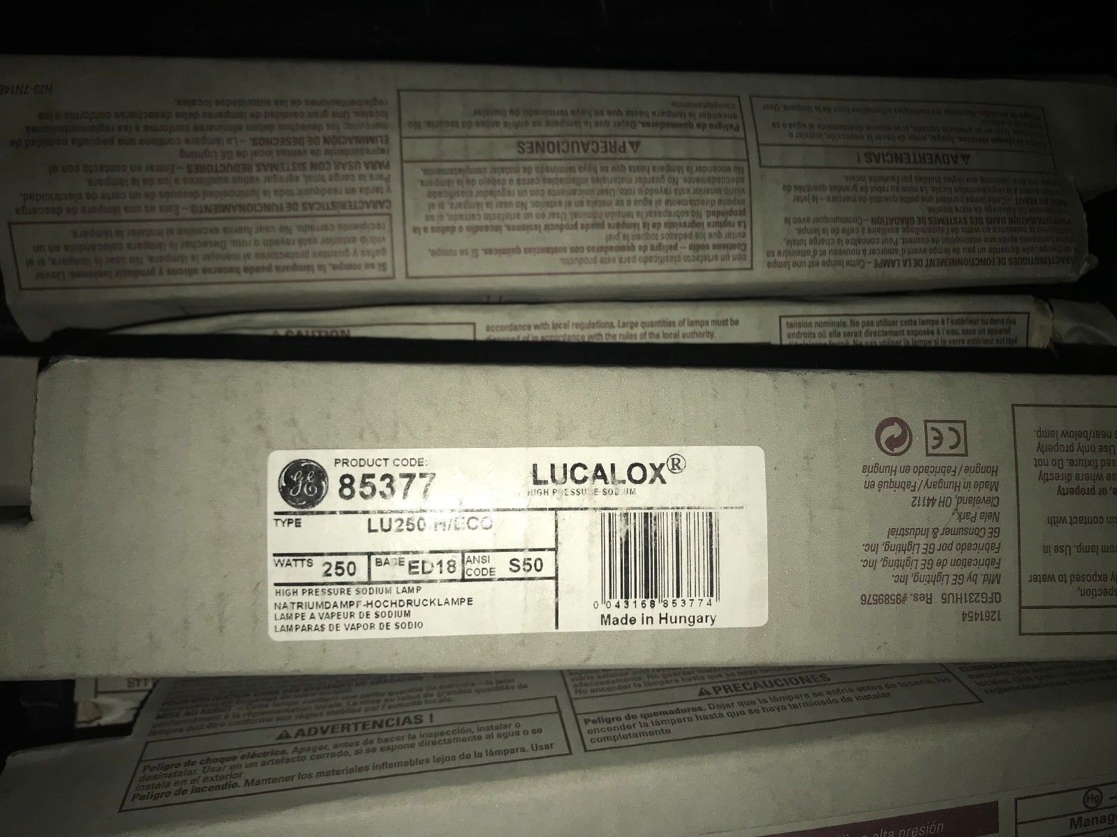 2X 85377 GE LUCALOX LU250/H/ECO 250W S50 HIGH PRESSURE SODIUM LAMP | eBay